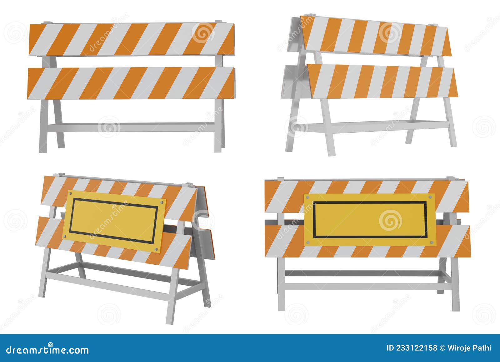 3D Illustration of Obstacles during Road Repairs Construction Work on ...
