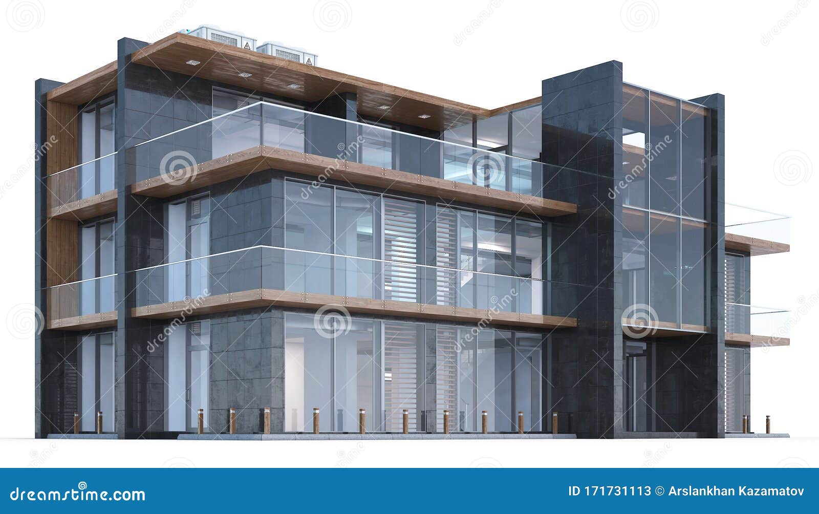 3d Illustration of a Office Building on White Background Stock ...