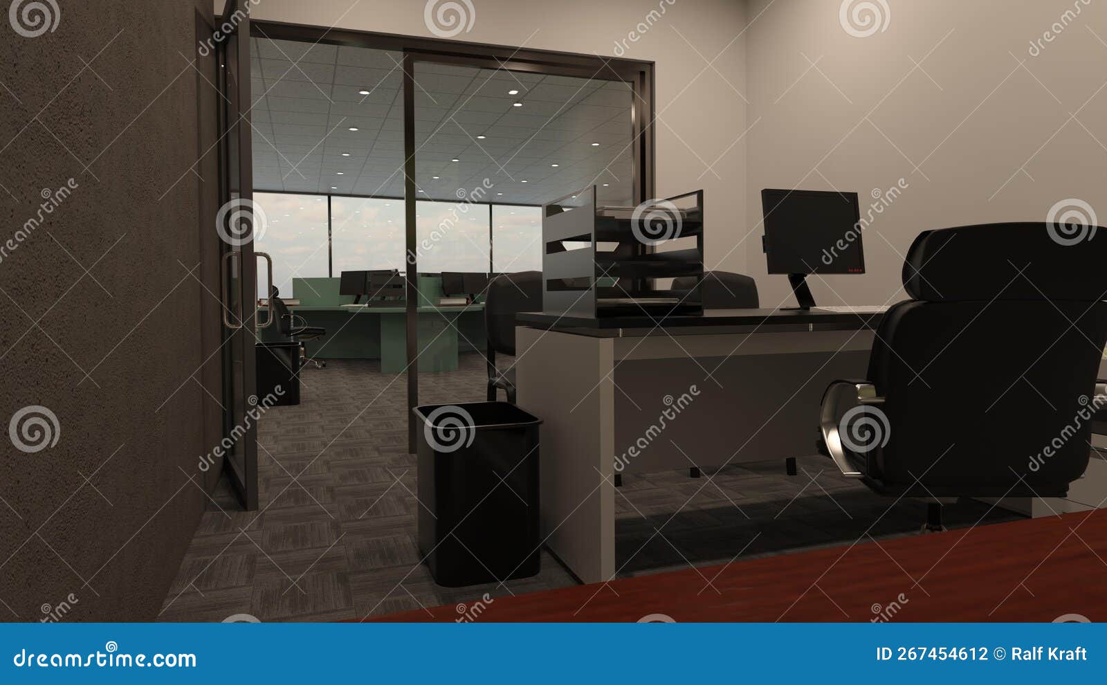 3D-Illustration of a Office and Bureau Space Stock Illustration ...