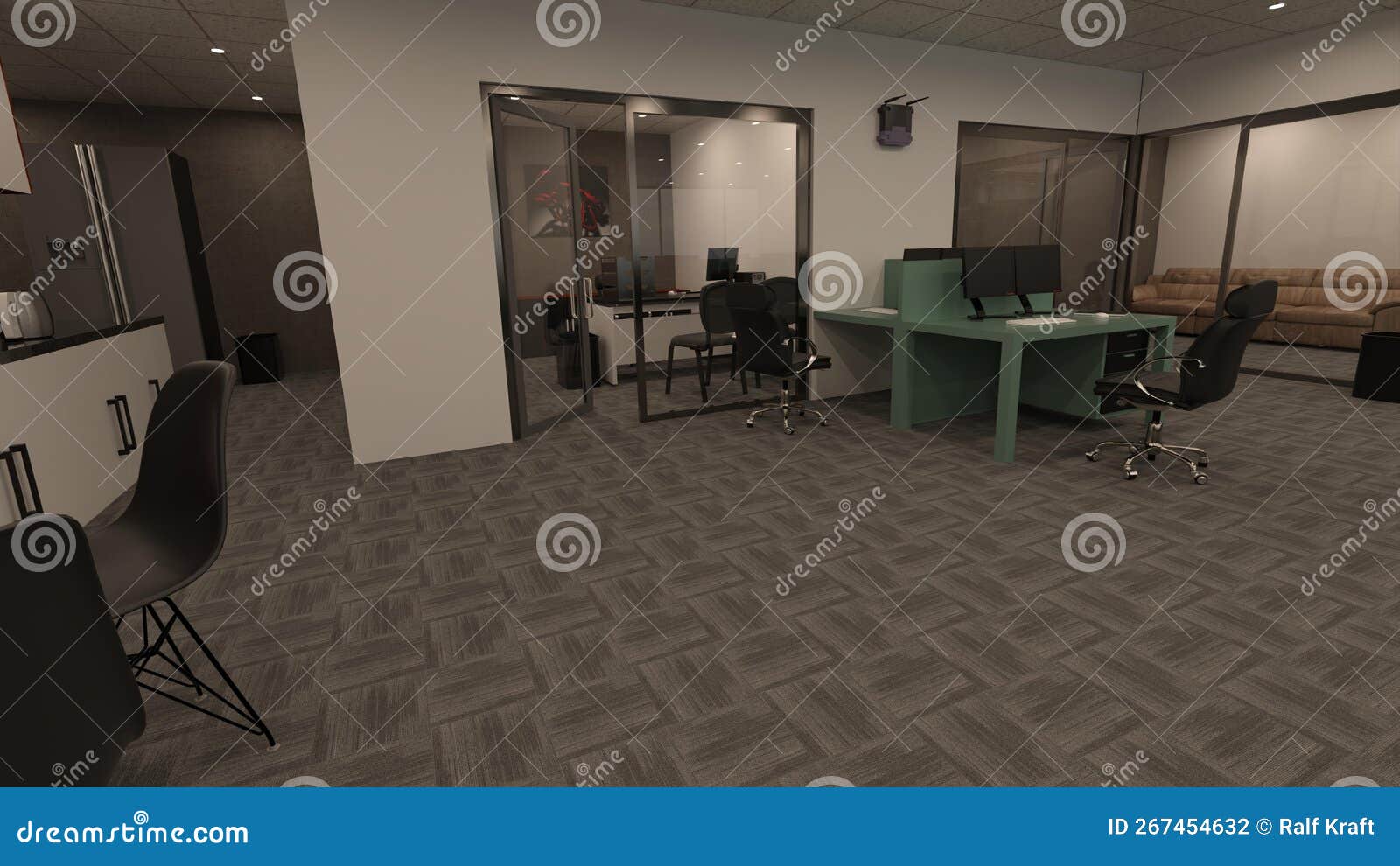 3D-Illustration of a Office and Bureau Space Stock Illustration ...