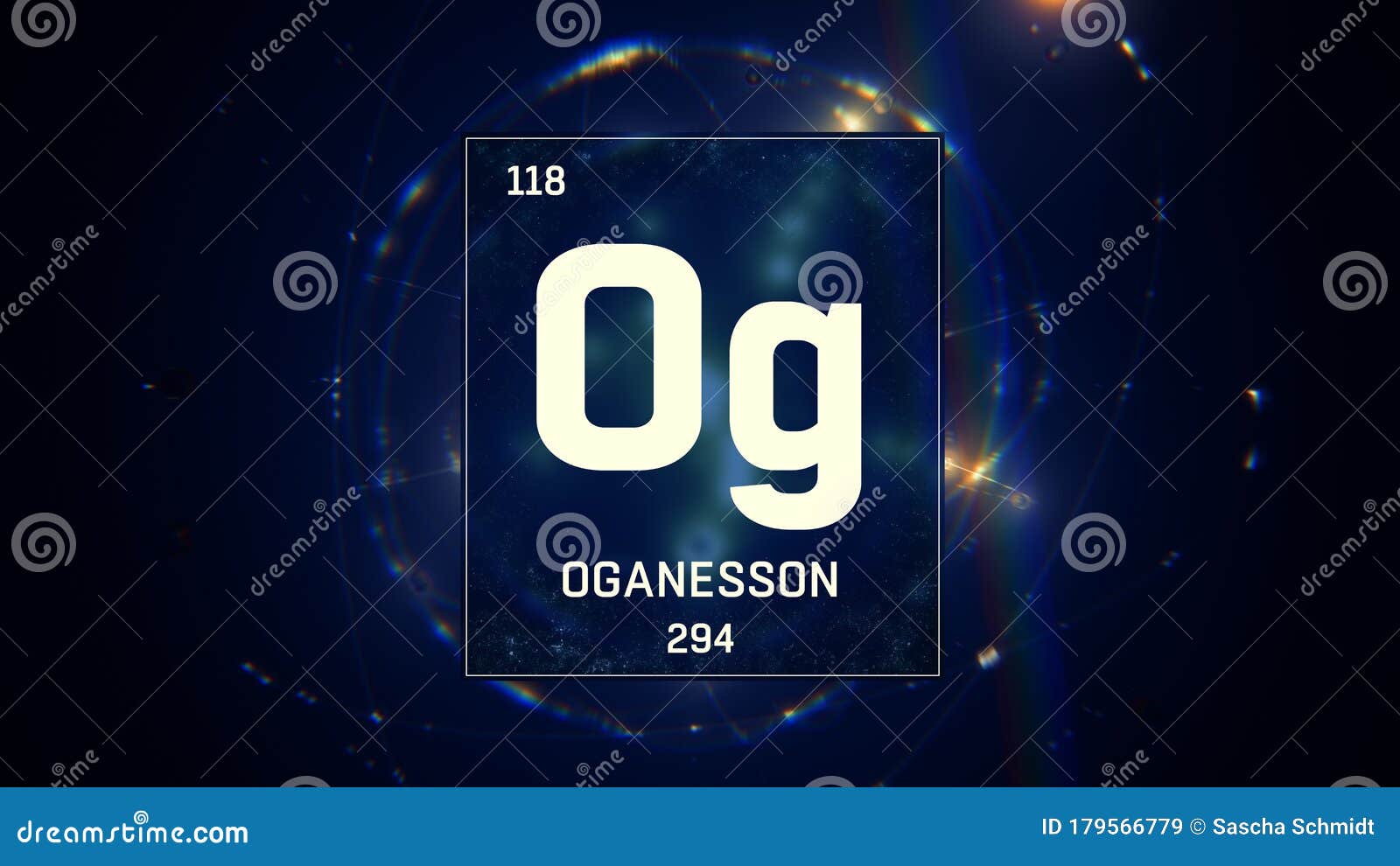 Oganesson As Element 118 of the Periodic Table 3D Illustration on Blue ...