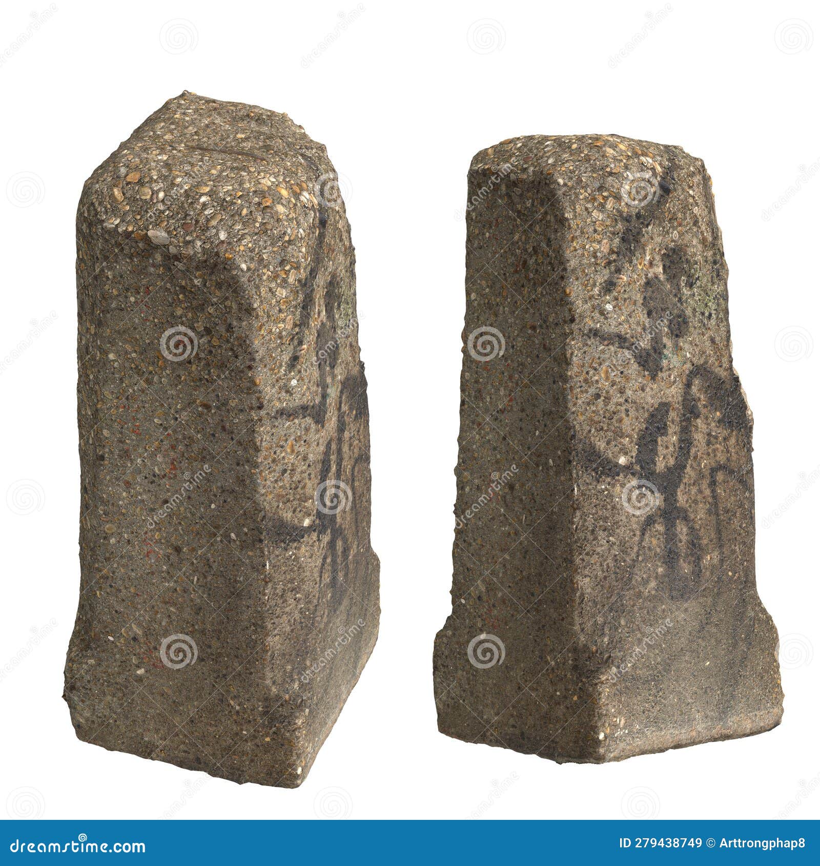 3d Illustration of Old Milestones Isolated on Black Background Stock ...