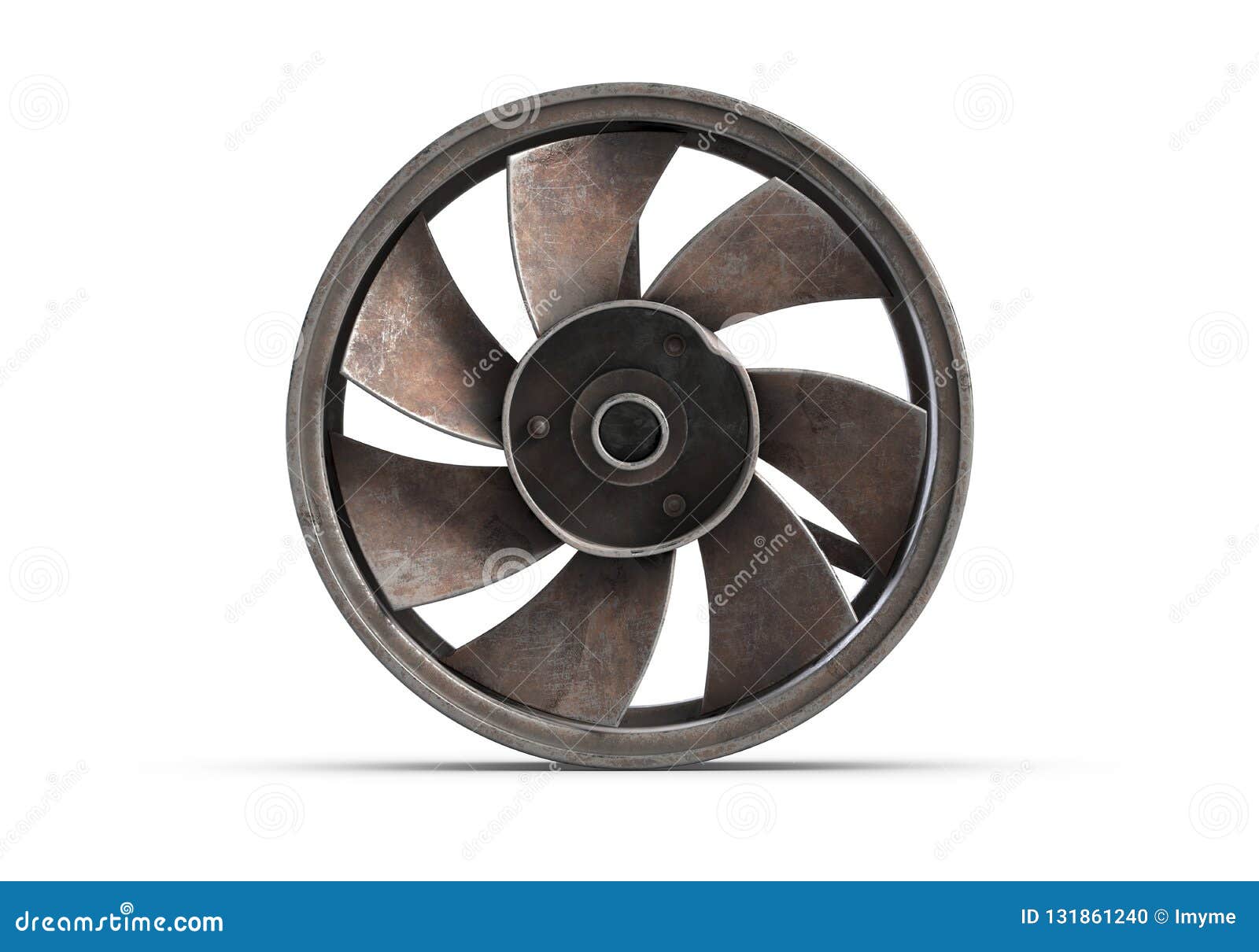 3D Illustration of Old Rusty Fan Isolated on White. Stock Illustration ...