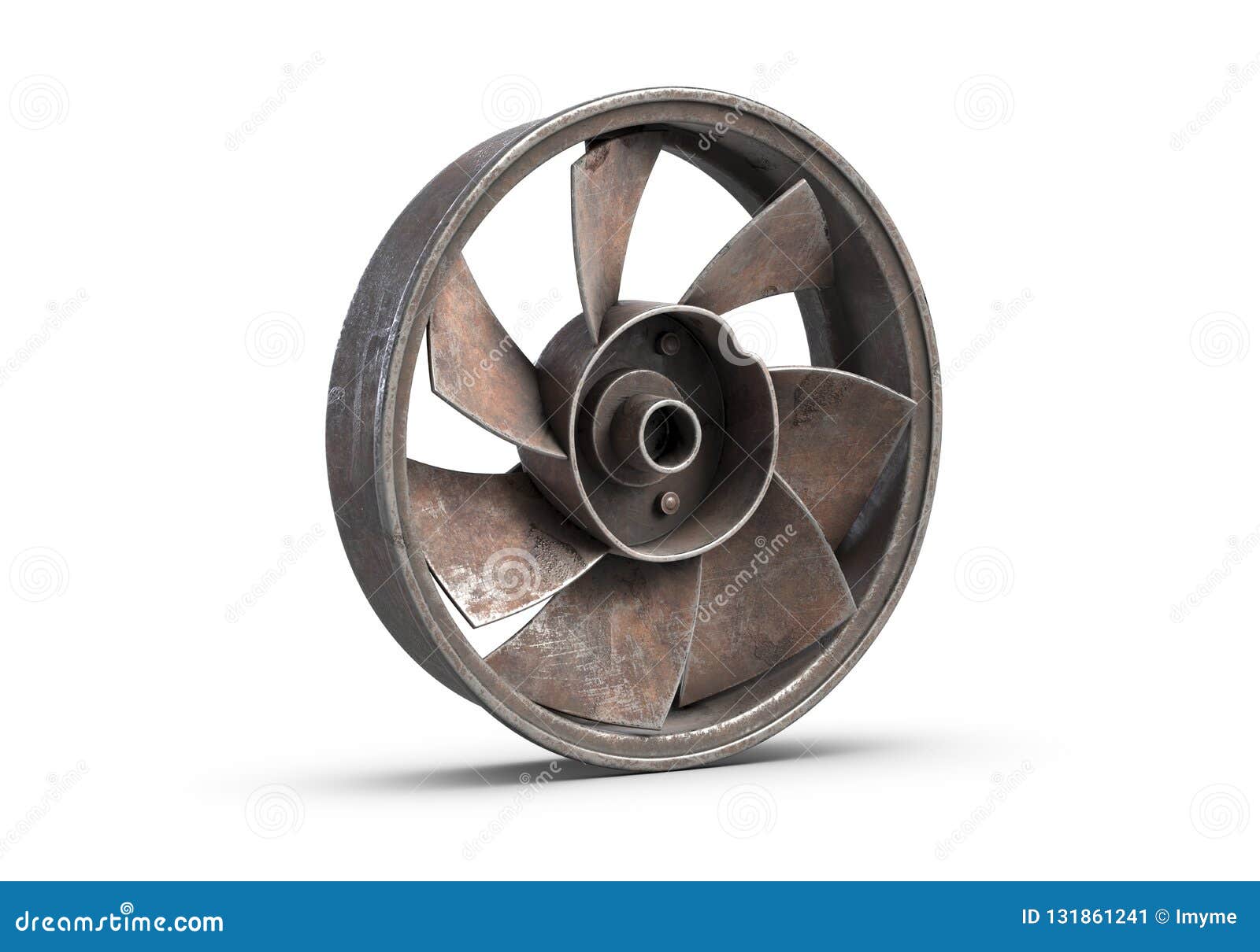 3D Illustration of Old Rusty Fan Isolated on White. Stock Illustration ...