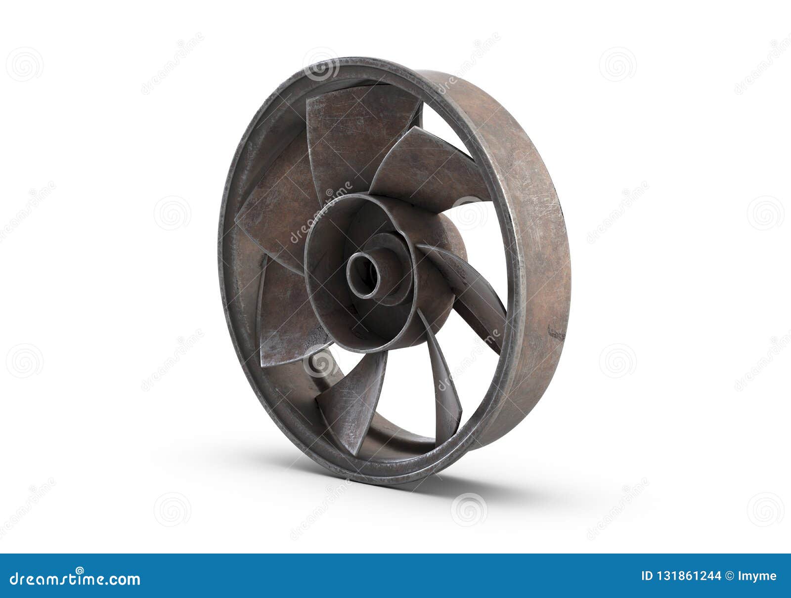 3D Illustration of Old Rusty Fan Isolated on White. Stock Illustration ...