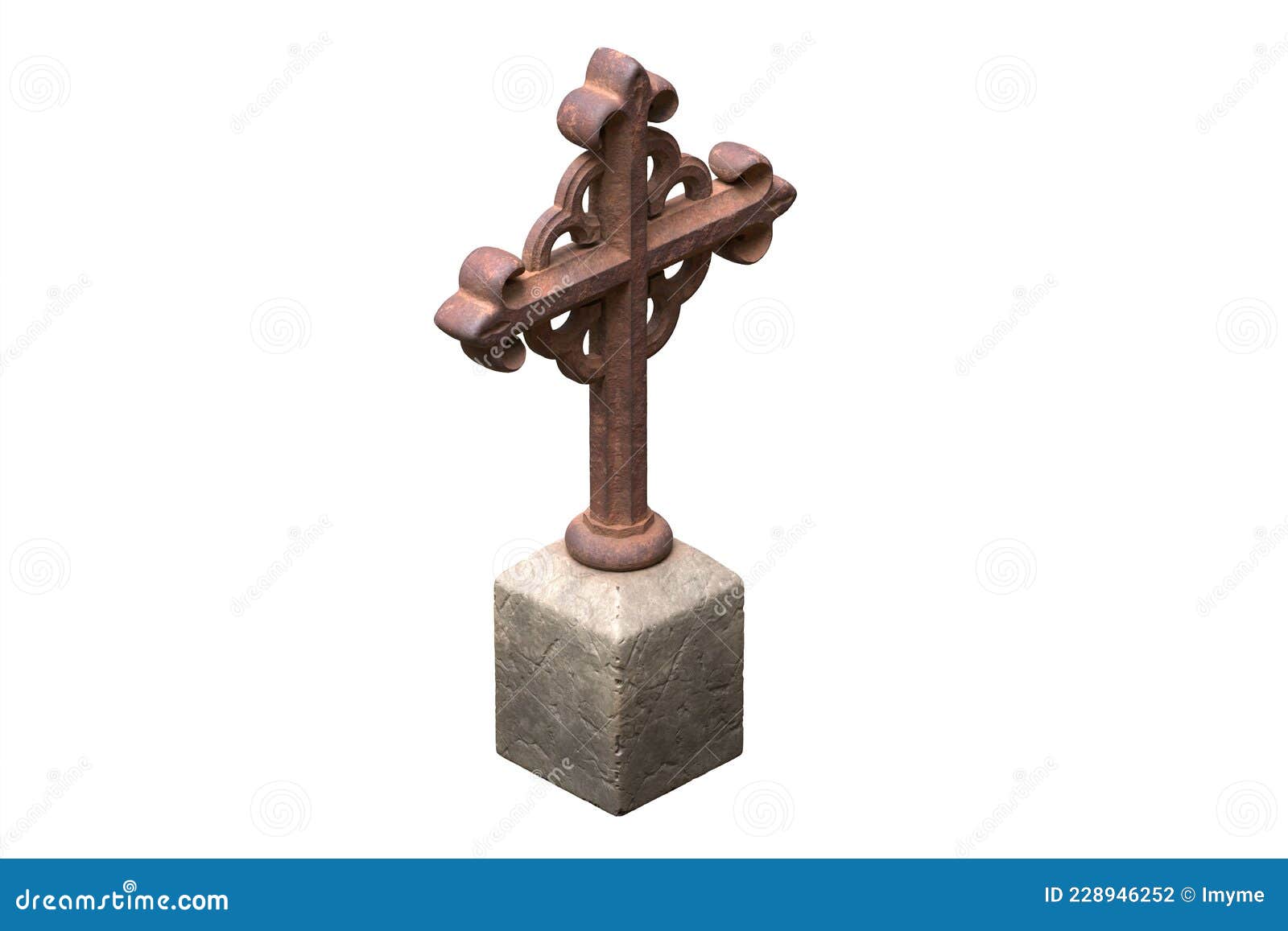3d Illustration of Old Rusty Tombstone Cross Isolated on White Stock ...