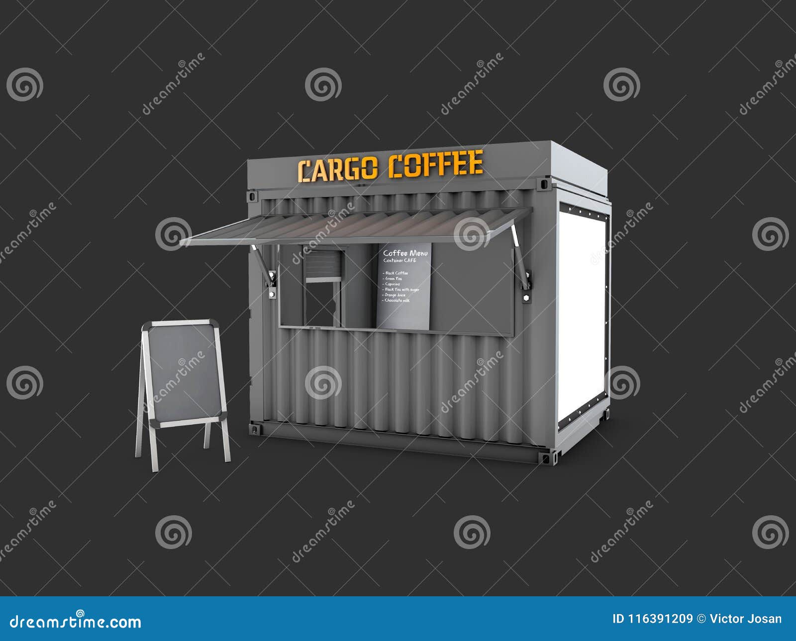 3d Illustration of Old Shipping Container is Converted into a Chic ...