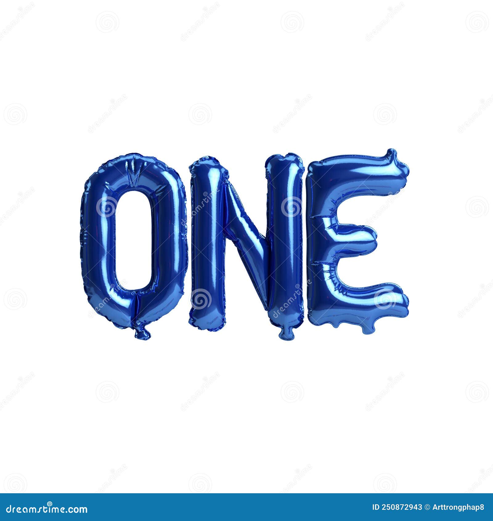 3d Illustration of One Letter Blue Balloons Isolated on White ...