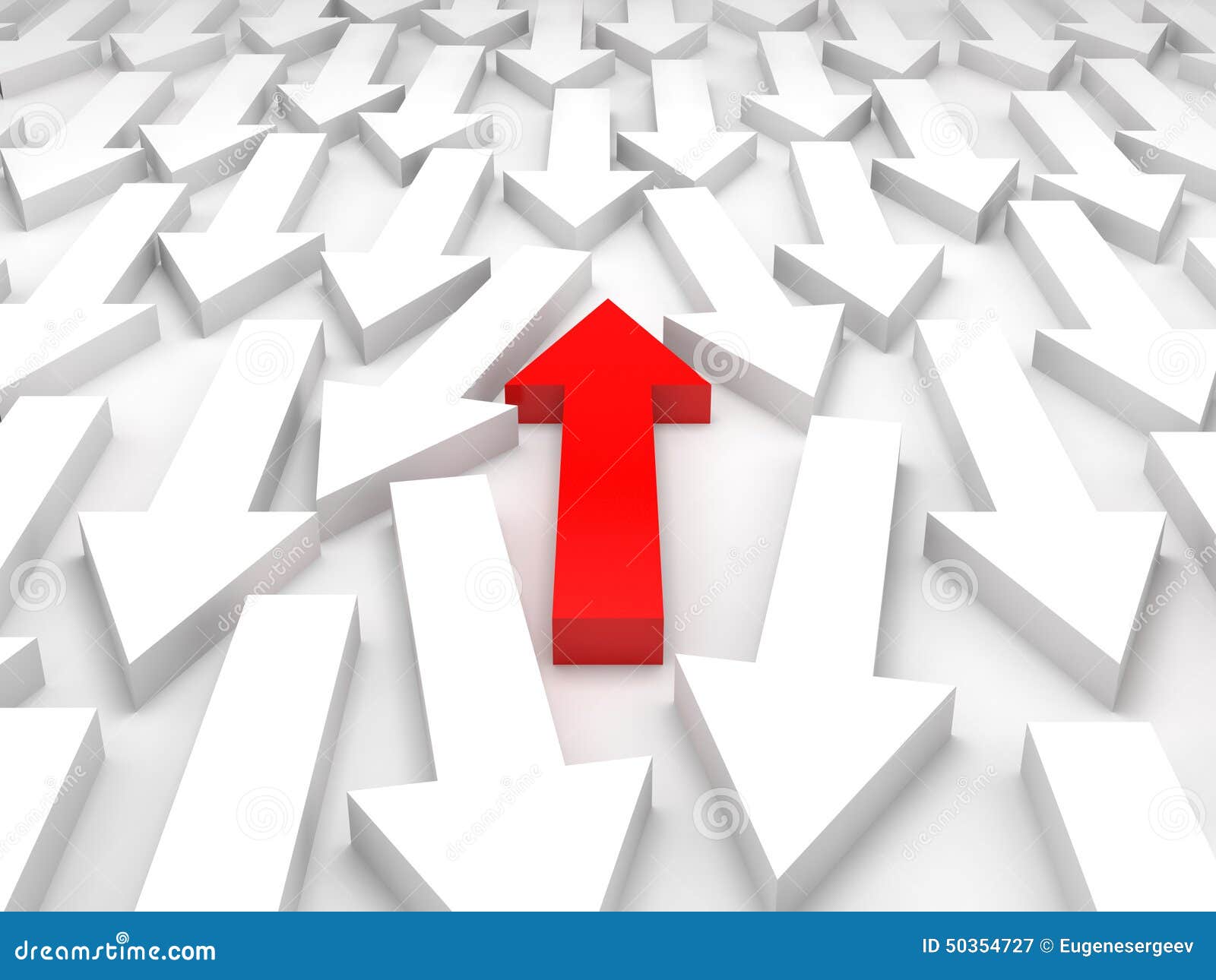 3d Illustration, One Red Arrow Goes Opposite Stock Illustration ...