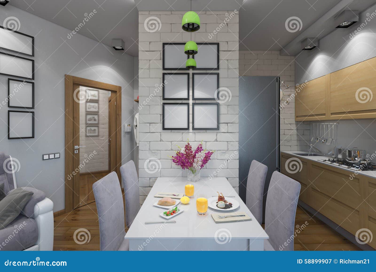 3D Illustration of the One-room Apartment Editorial Photography ...