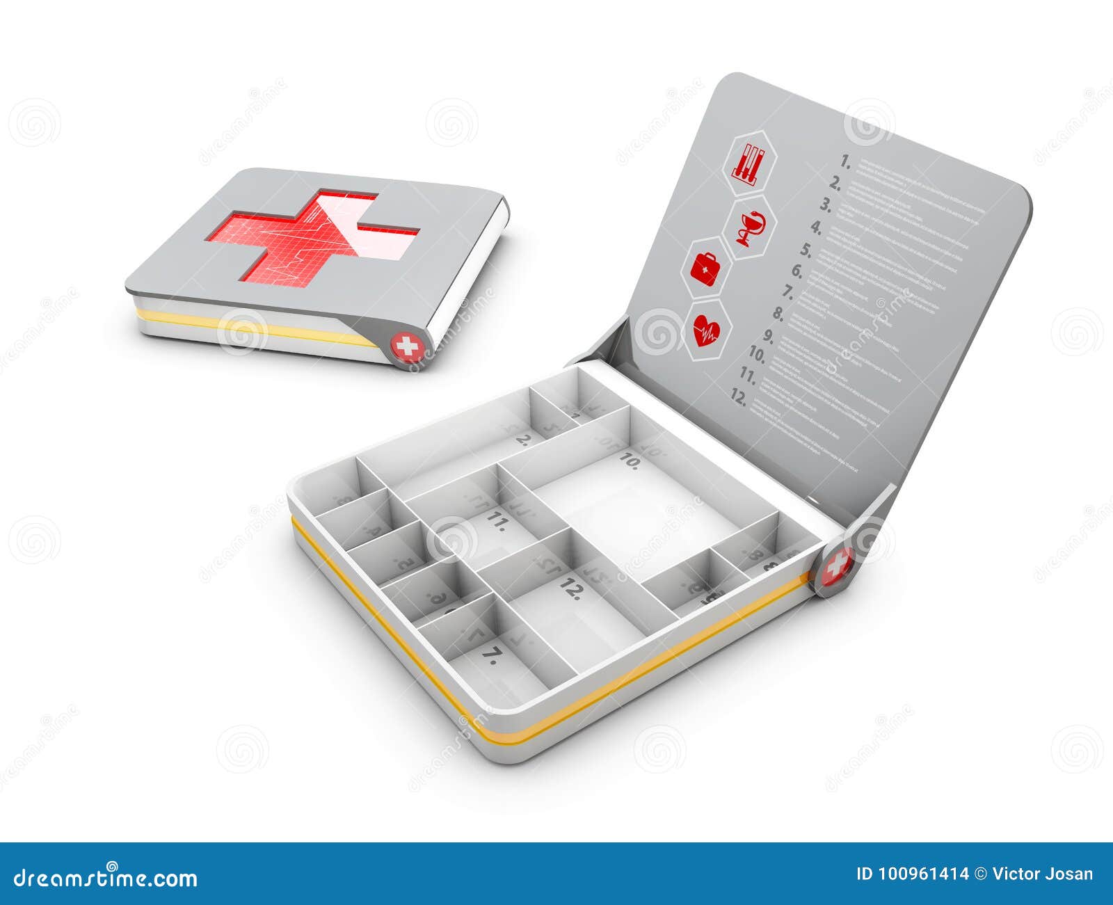 3d Illustration of Open and Close First Aid Kit Box Stock Illustration ...