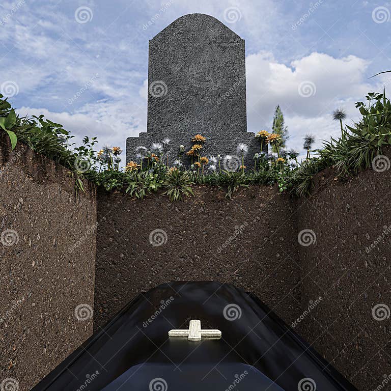 Open grave stock illustration. Illustration of field - 201449842