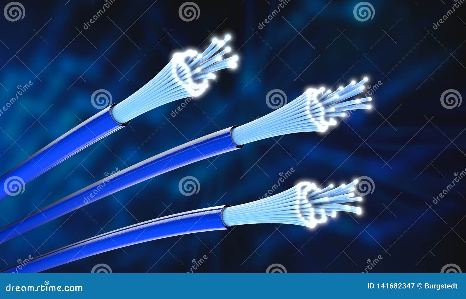 Optical Light Guide Cables in Blue with Open Ends Which Shine Very ...