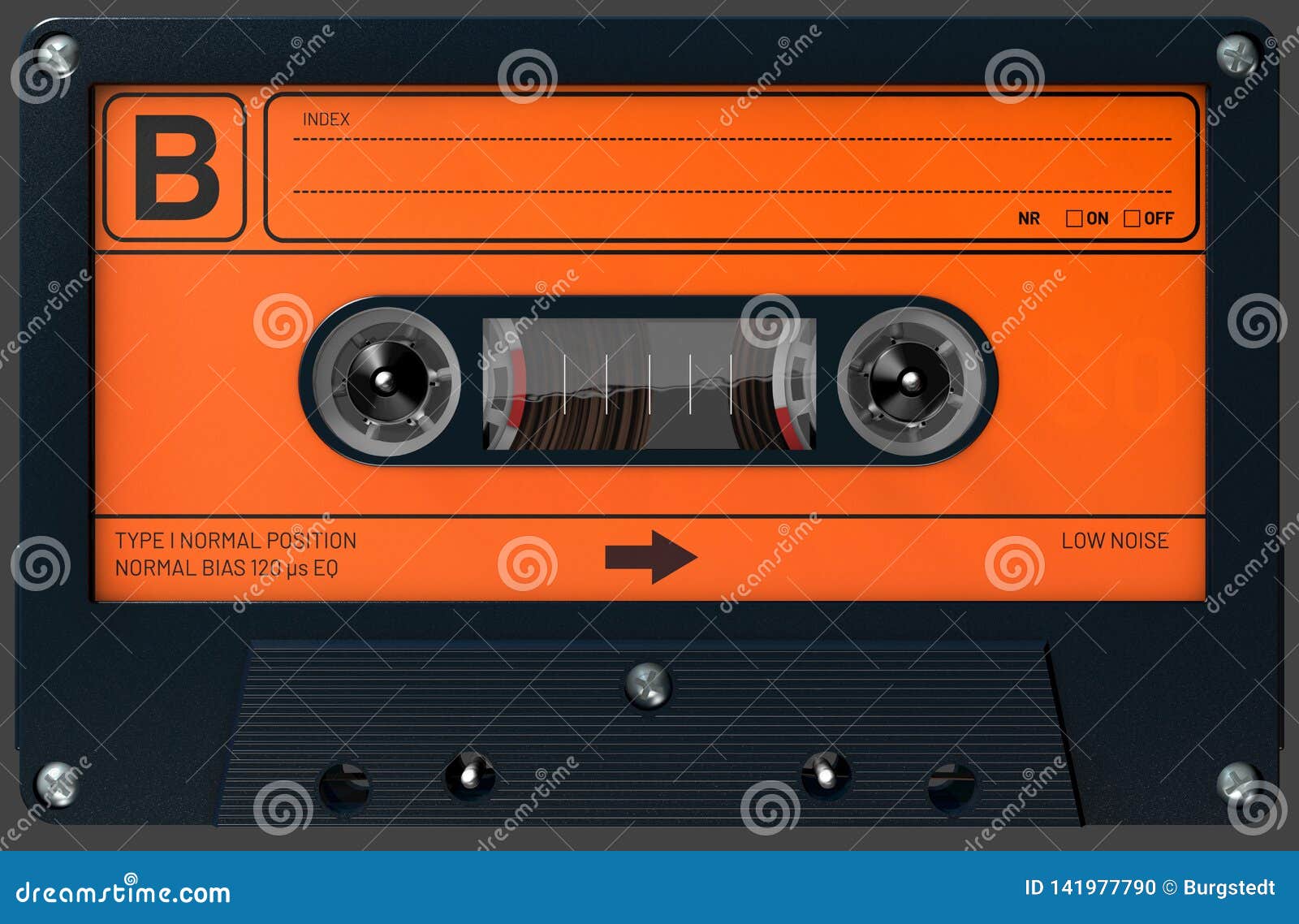 Orange and Black Audio Cassette with Sticker and Label Stock Photo ...