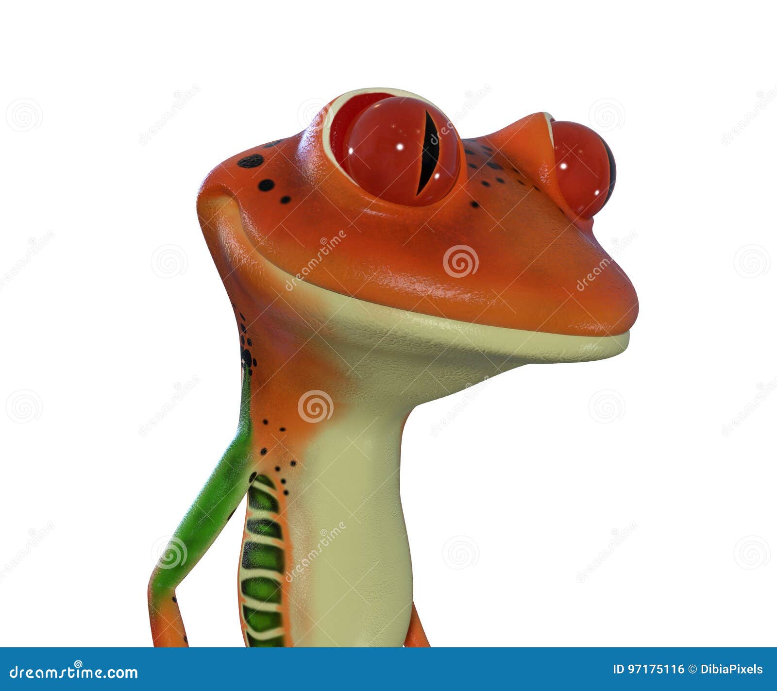 3d Illustration of an Orange Cartoon Frog. Stock Photo - Illustration ...