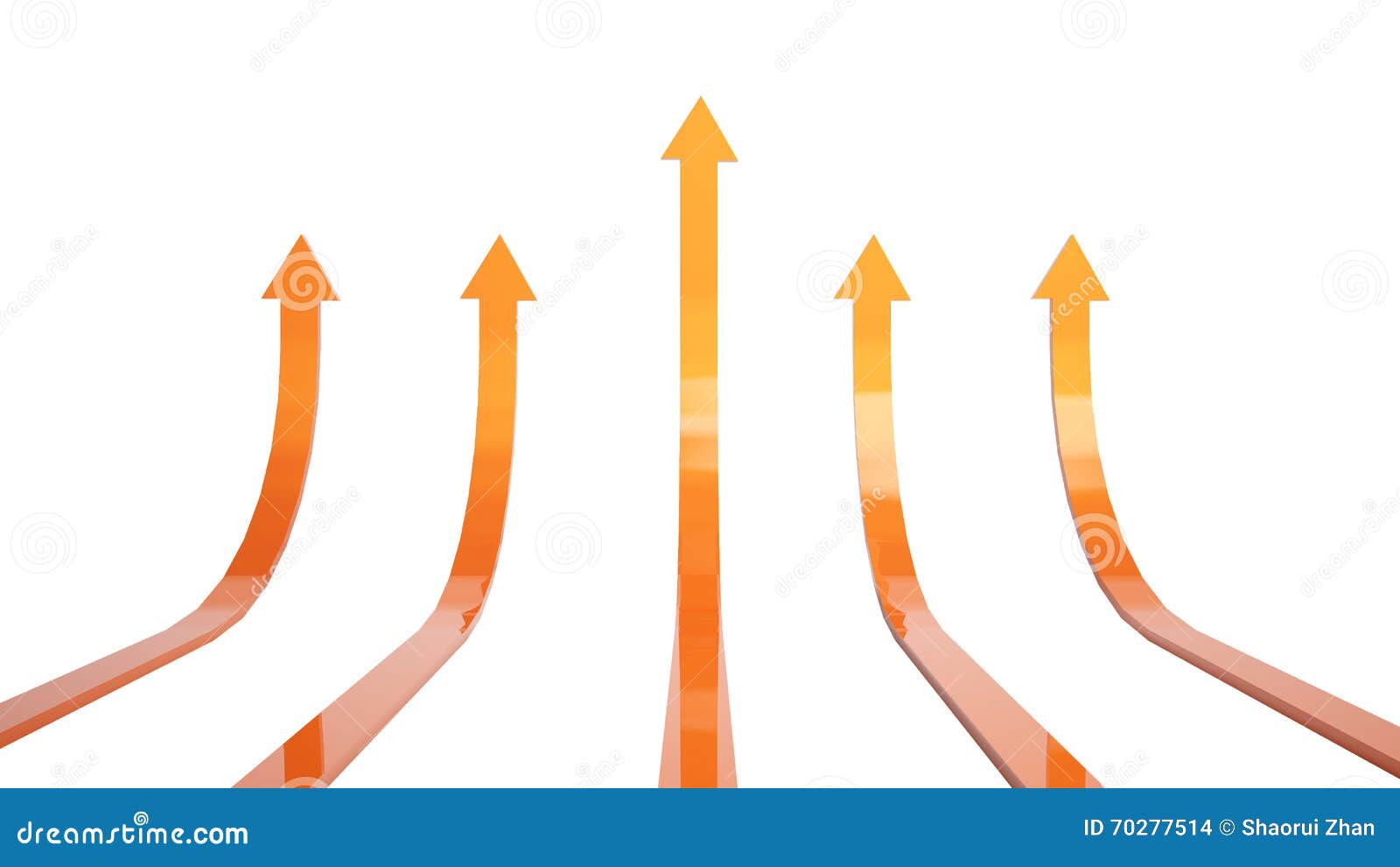 3d Illustration of Orange Rising Arrows Stock Illustration ...
