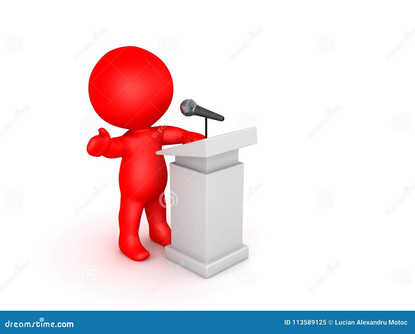 3D Illustration of an Orator Speaking at a Microphone Stock ...
