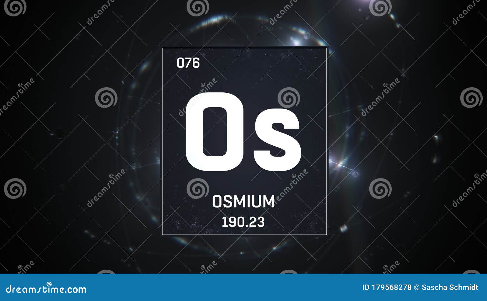 Osmium As Element 76 of the Periodic Table 3D Illustration on Silver ...
