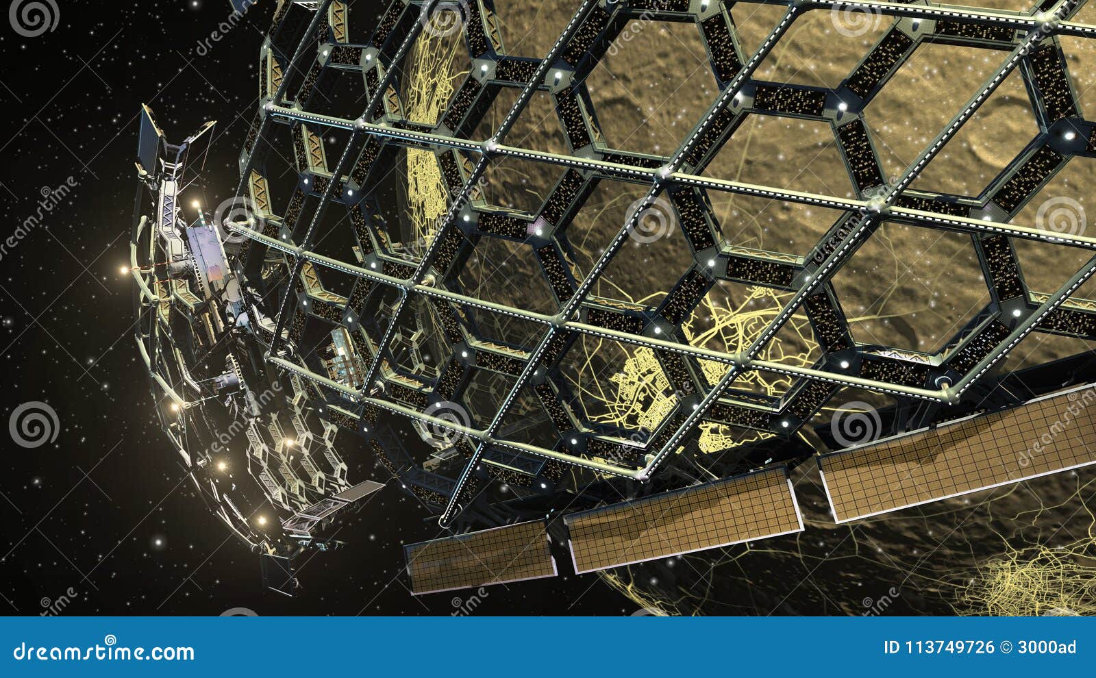 3D Illustration of an Outer Space Honeycomb Structure Stock ...