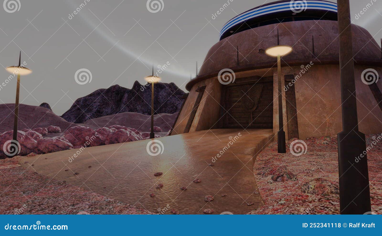3D-illustration of an Outpost Somewhere in the Galaxy Stock ...