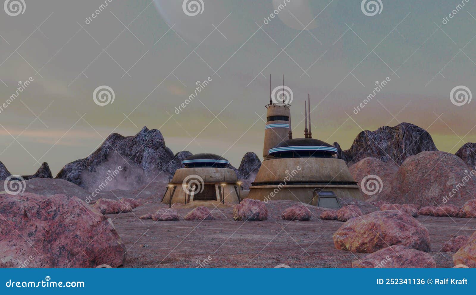 3D-illustration of an Outpost Somewhere in the Galaxy Stock ...