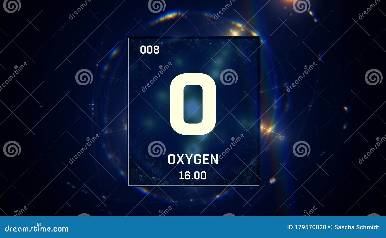 Oxygen As Element 8 Of The Periodic Table 3D Animation On Blue ...
