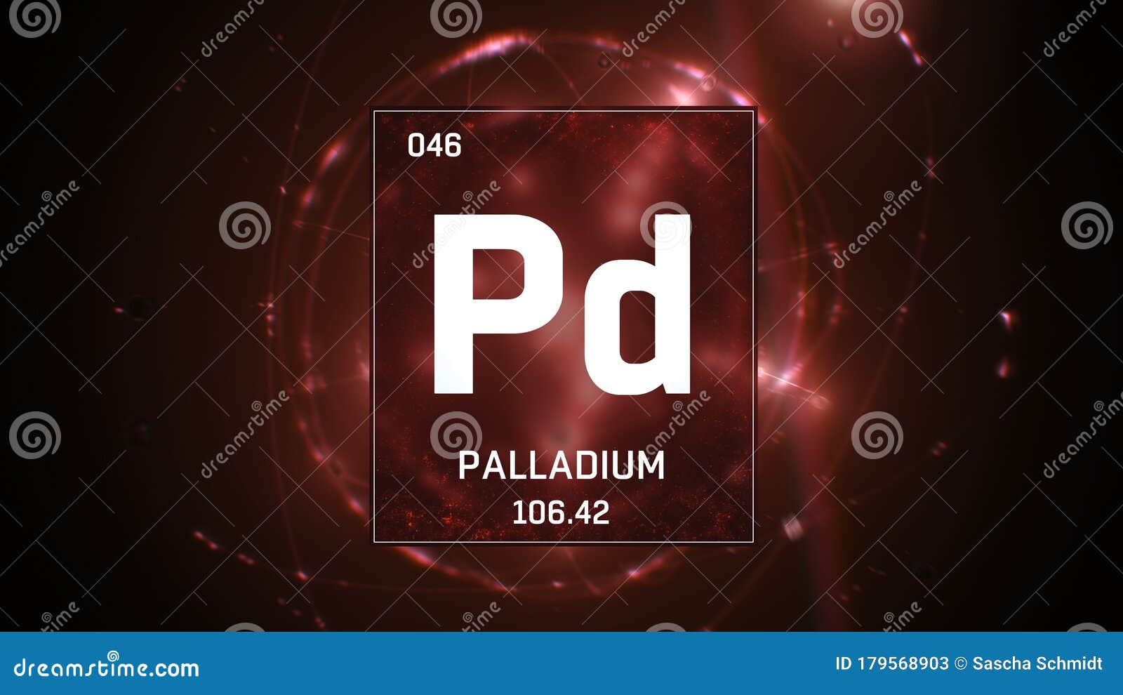 Palladium As Element 46 of the Periodic Table 3D Illustration on Red ...