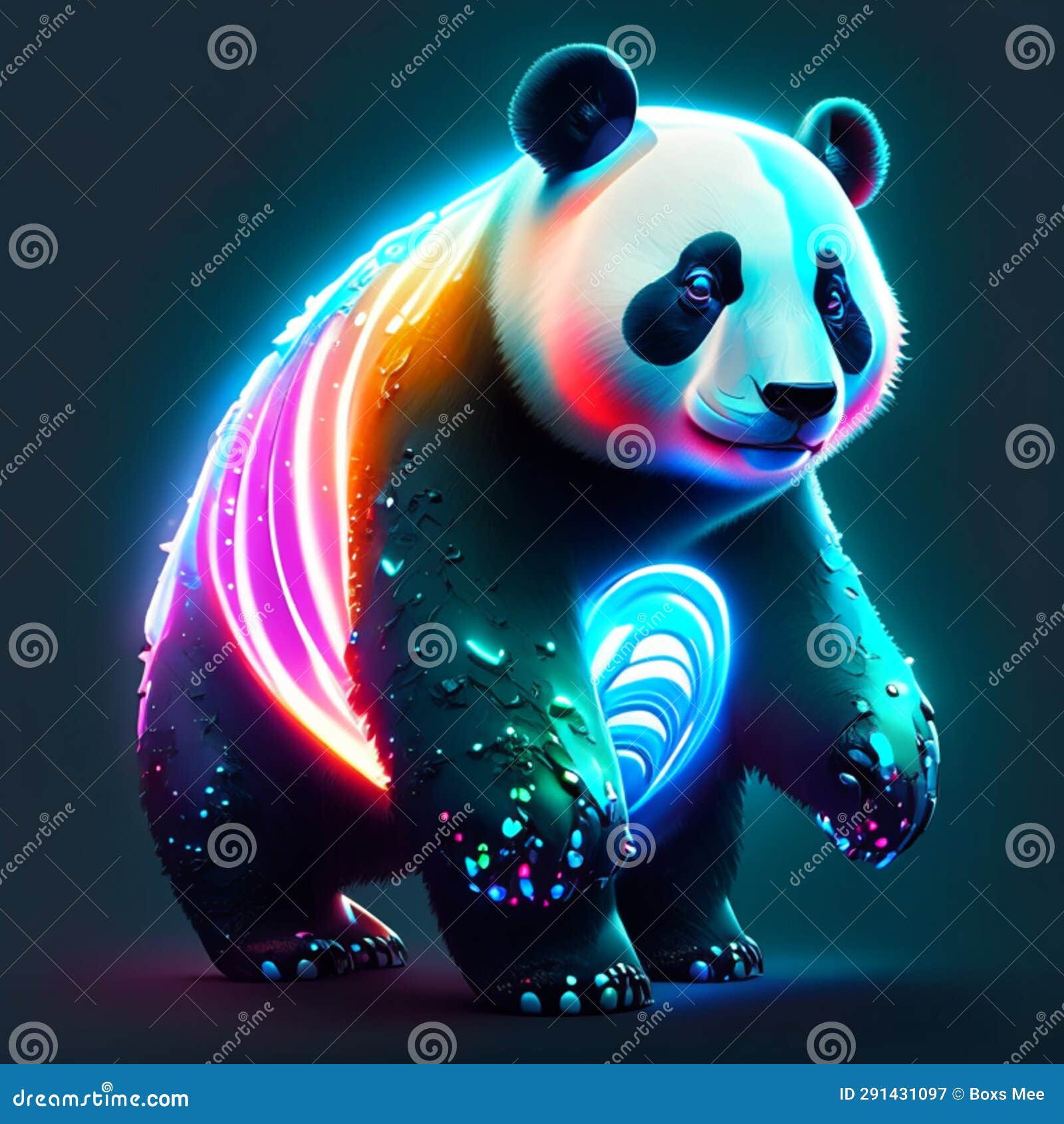 3d Illustration of a Panda in Neon Light. 3d Rendering AI Generated ...