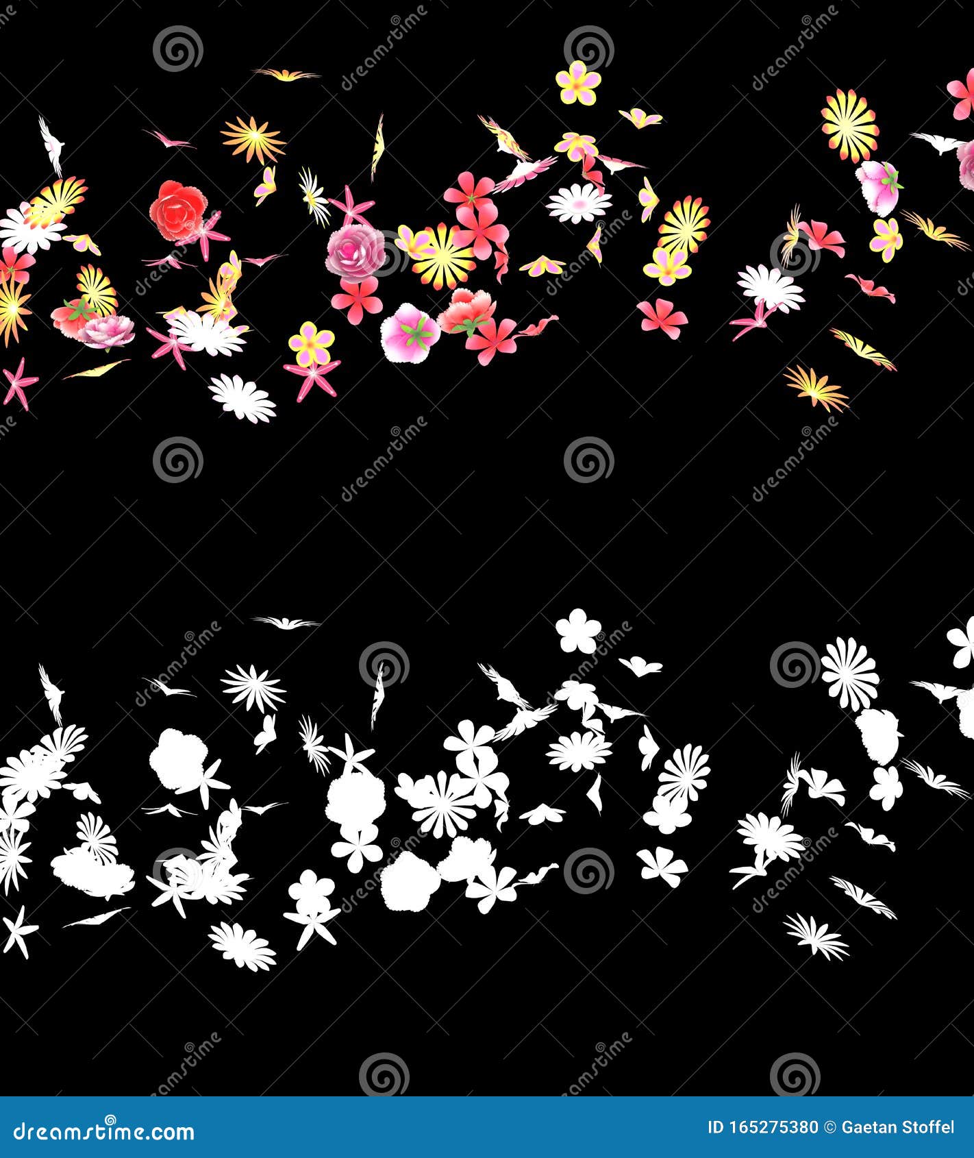 3D Illustration of a Paper Flower Flow with Alpha Layer Stock ...