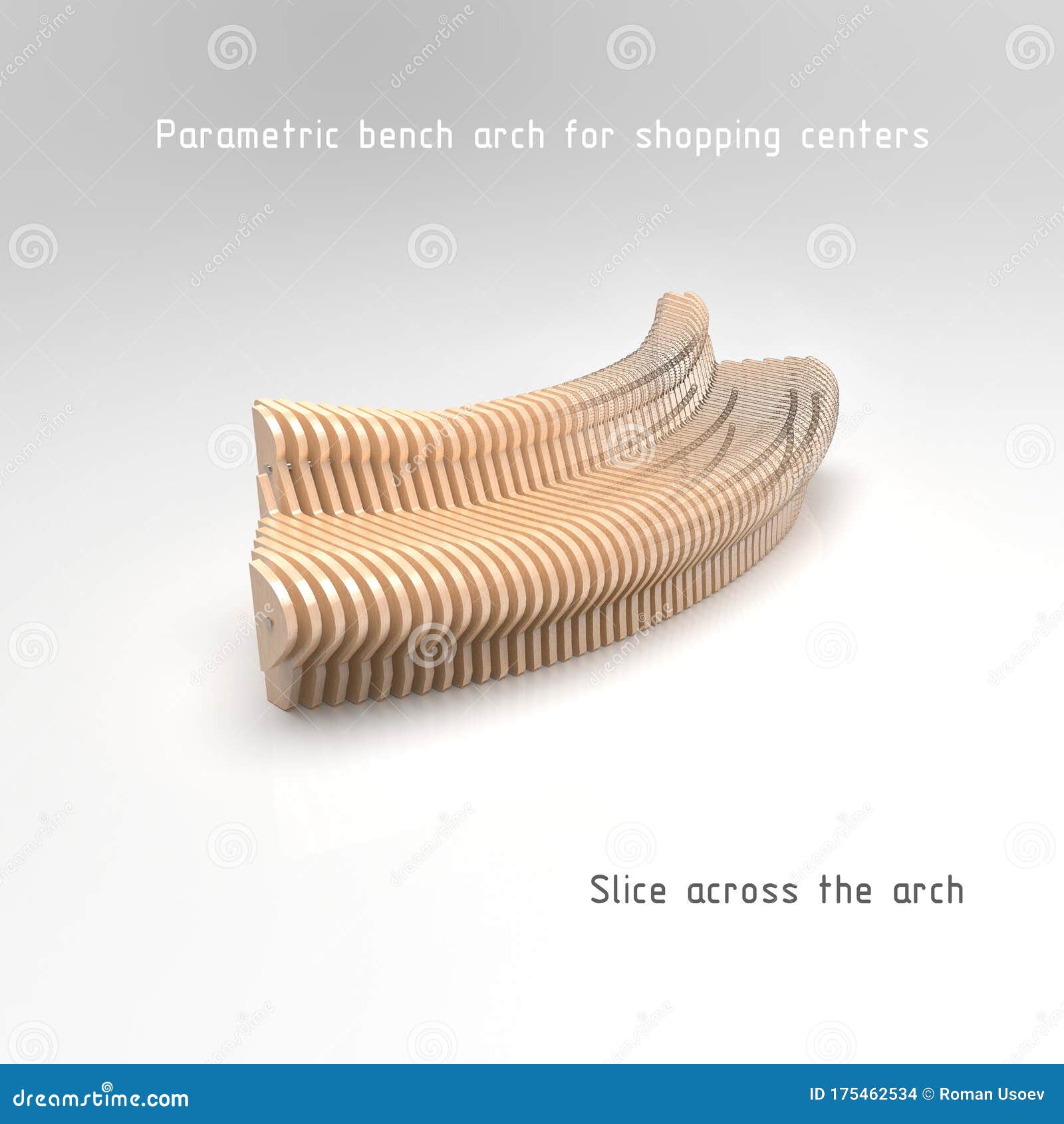 3D Illustration. Parametric Bench. 3D Rendering 3840x3840 0001 Royalty ...