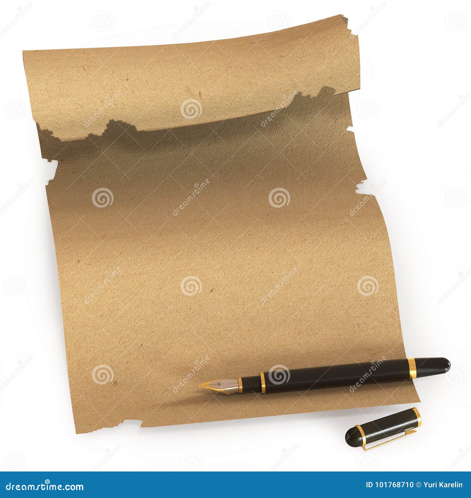 Illustration Of A Parchment In Pencil Lines And Watercolor With ...