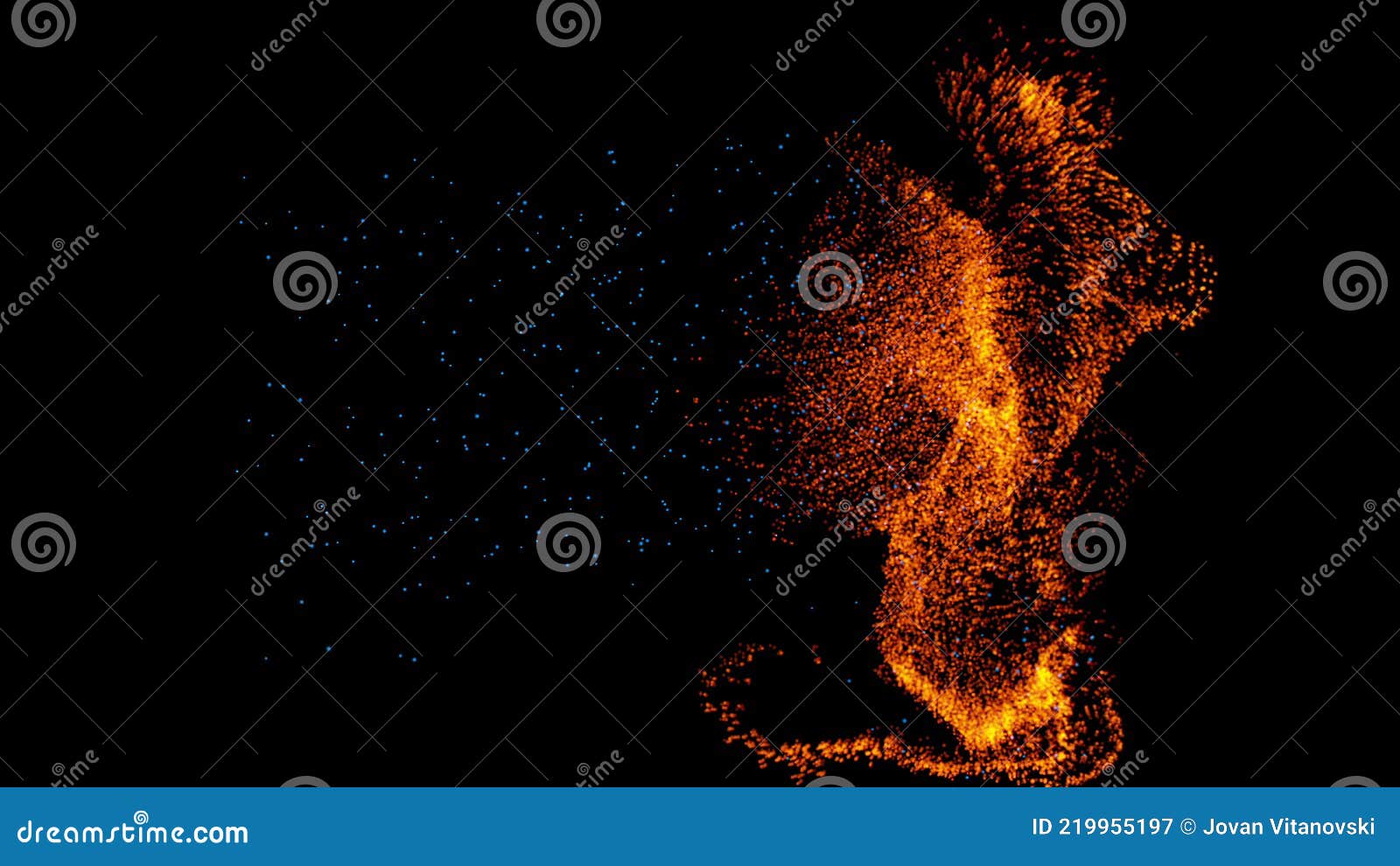 Particles on a Black Background. 3d Rendering Stock Illustration ...
