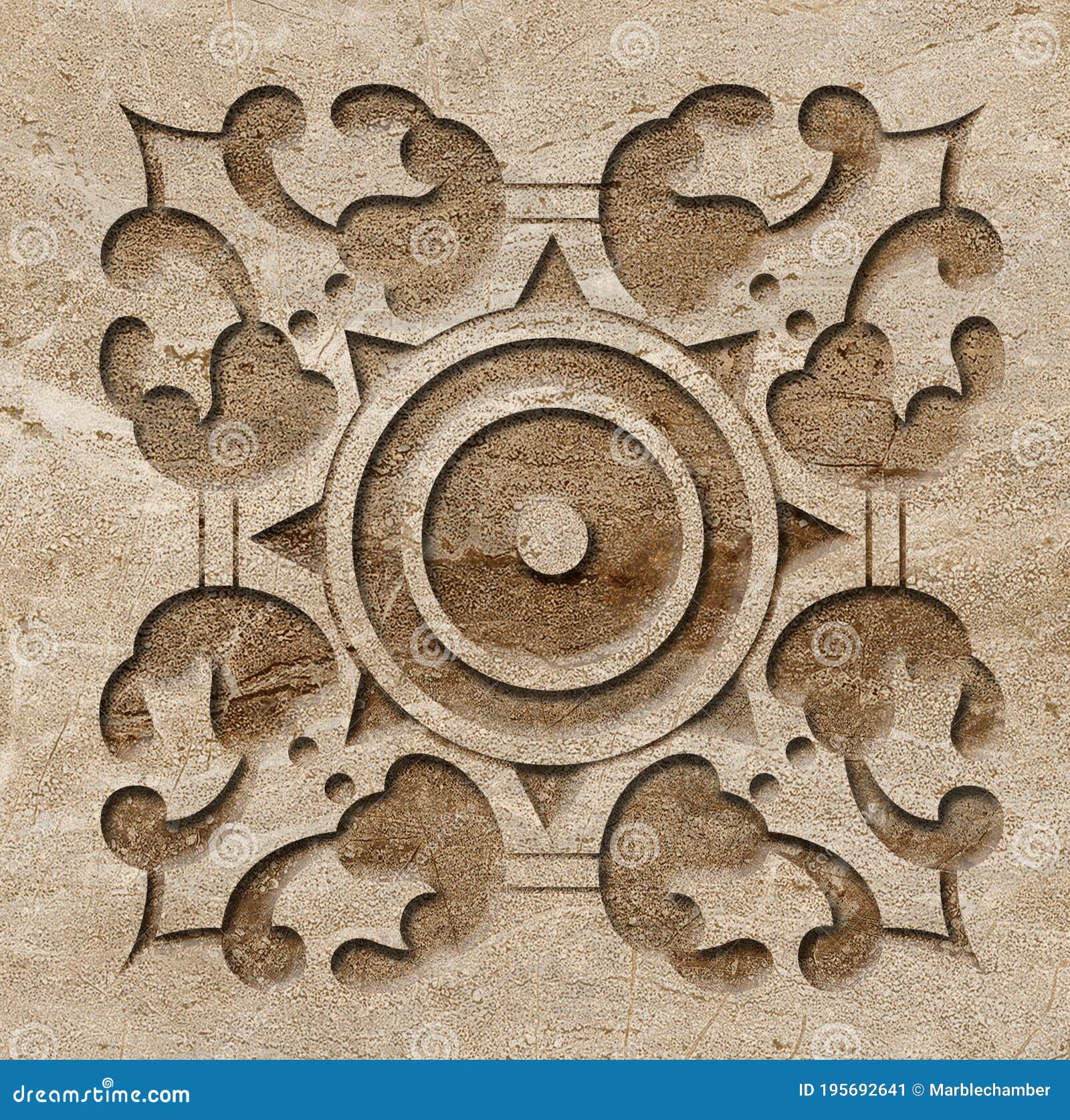 3D Illustration and Pattern Design of Carved Old Brown Stone Stock ...