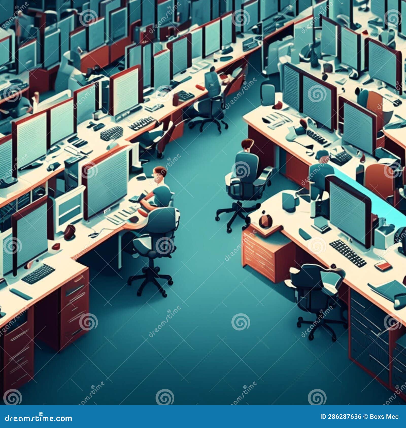 3d Illustration of People Working in the Office. Workplace Concept AI ...