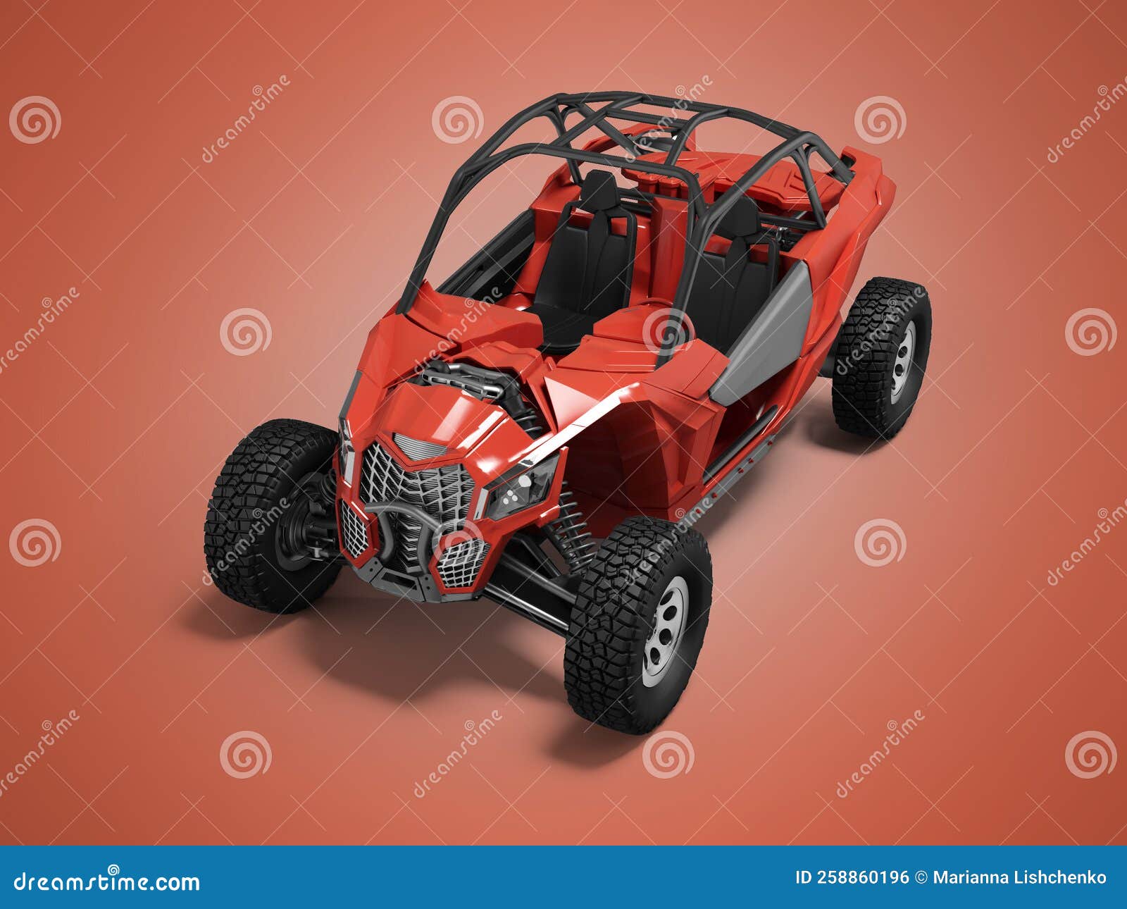 3d Illustration Perspective View of Red Rally Car on Red Background ...
