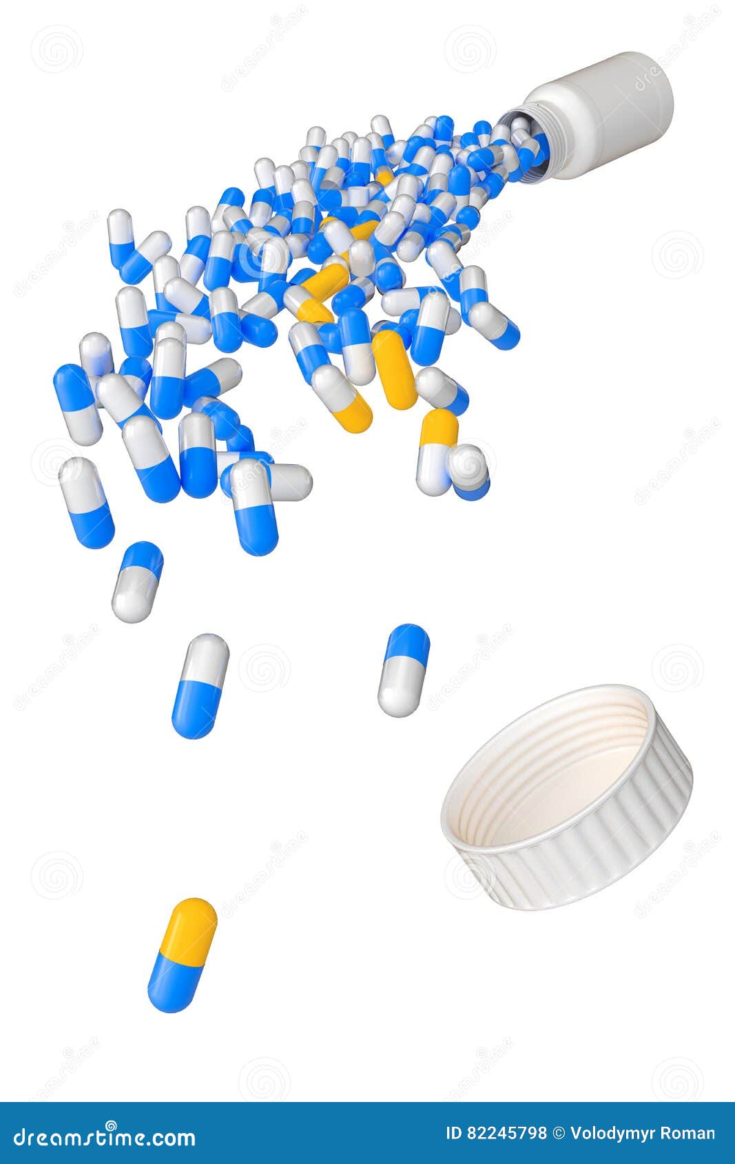 3d Illustration Pill Capsules Dropped from Banks Stock Illustration ...