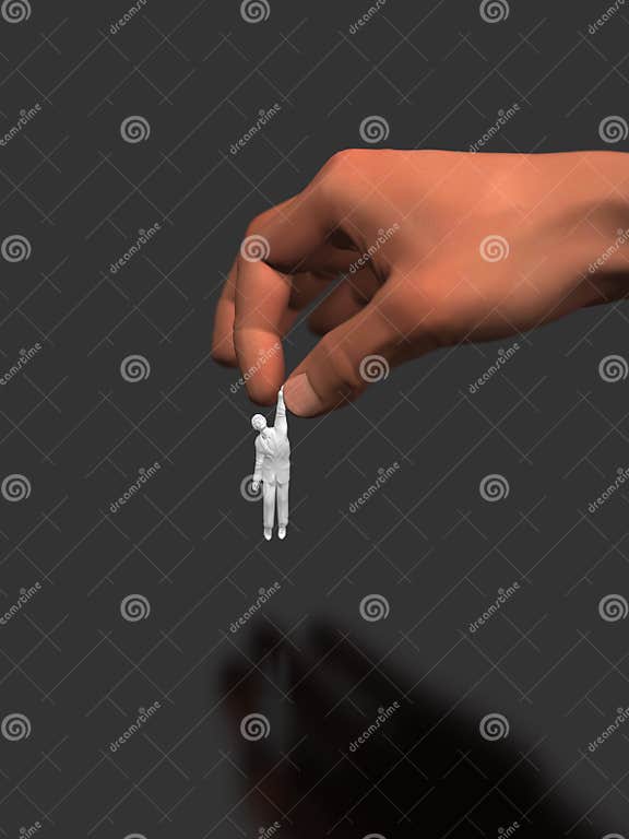 3D Illustration of Pinched by Big Hand Stock Illustration ...