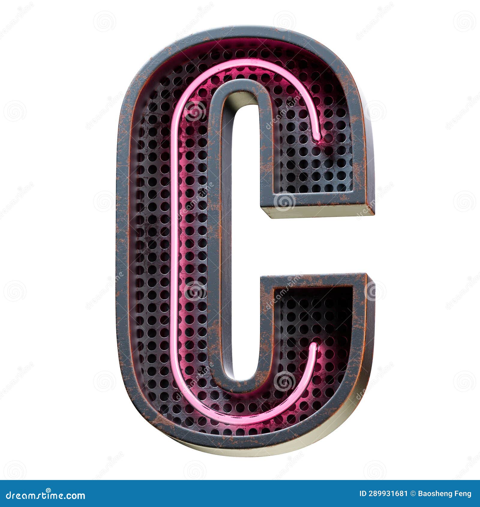 3D Illustration of Pink Neon Light Alphabet Character Capital Letter C ... 3D Illustration of Pink Neon Light Alphabet Character Capital Letter C ...