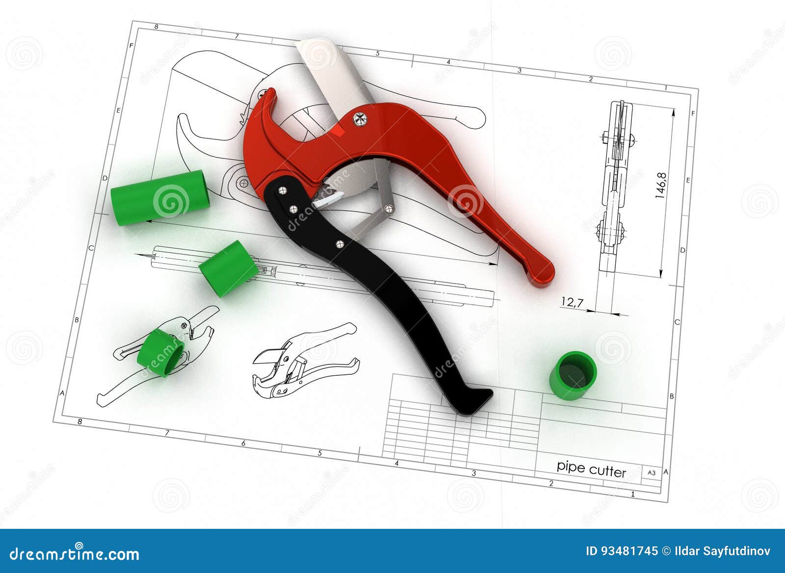 3d Illustration of Pipe Cutter Stock Illustration - Illustration of ...