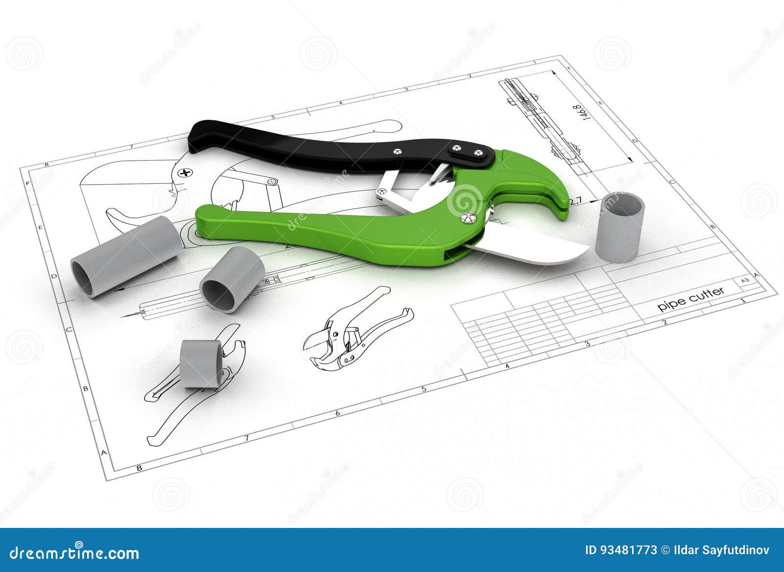 3d Illustration of Pipe Cutter Stock Illustration - Illustration of ...