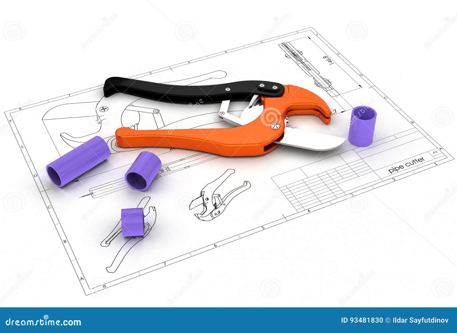3d Illustration of Pipe Cutter Stock Illustration - Illustration of ...