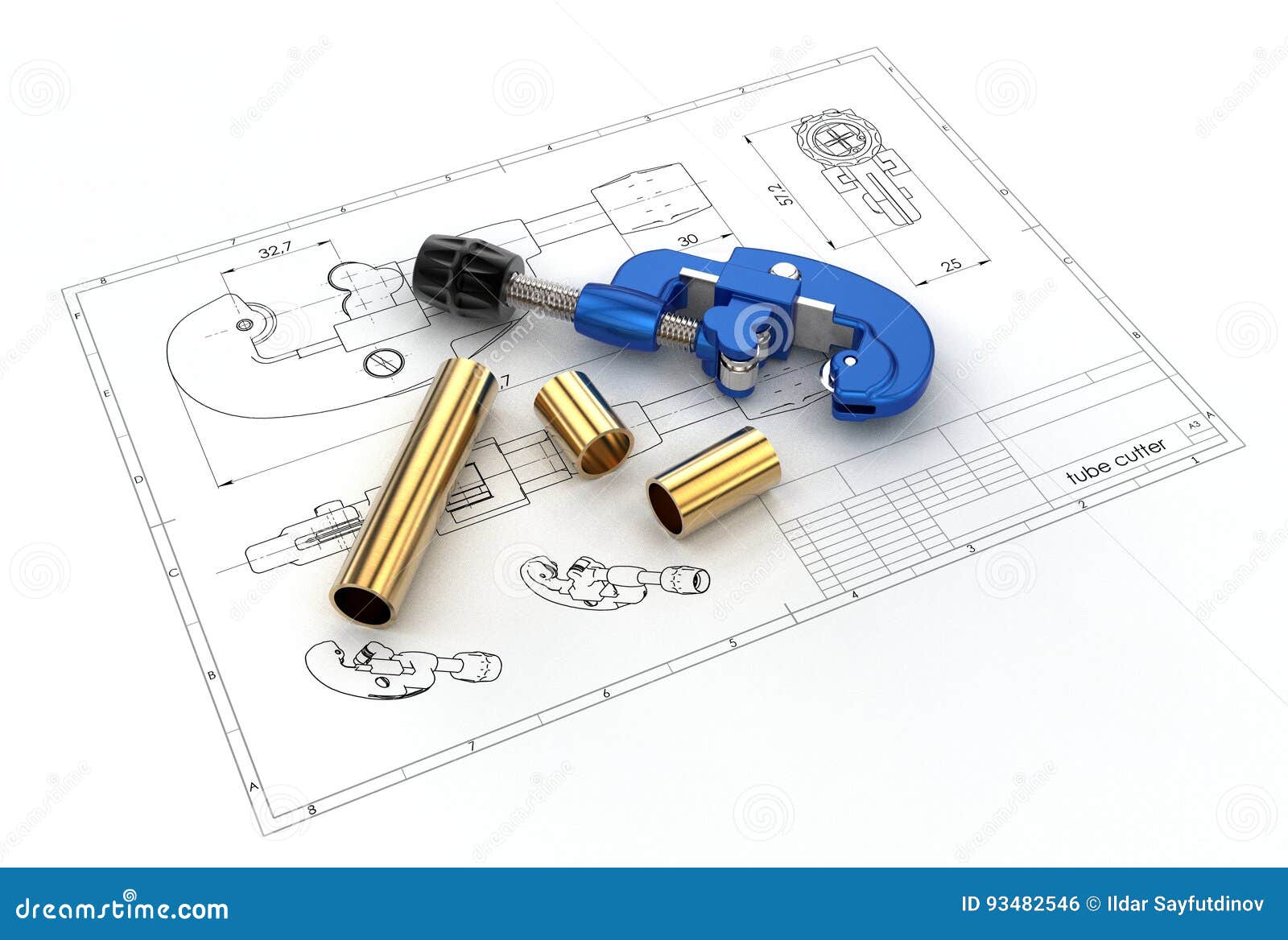 3d Illustration of Pipe Cutter Stock Illustration - Illustration of ...