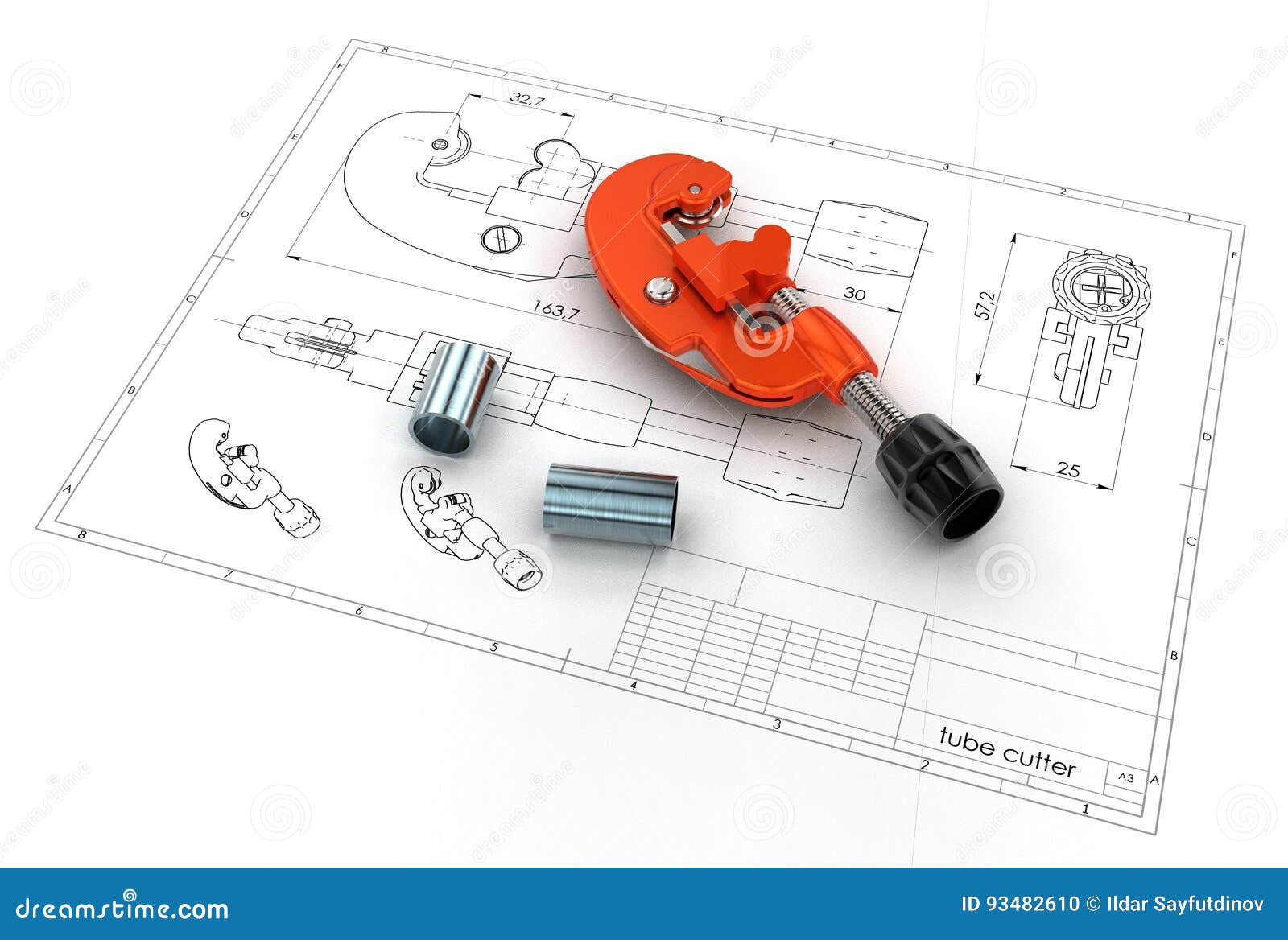 3d Illustration of Pipe Cutter Stock Illustration - Illustration of ...