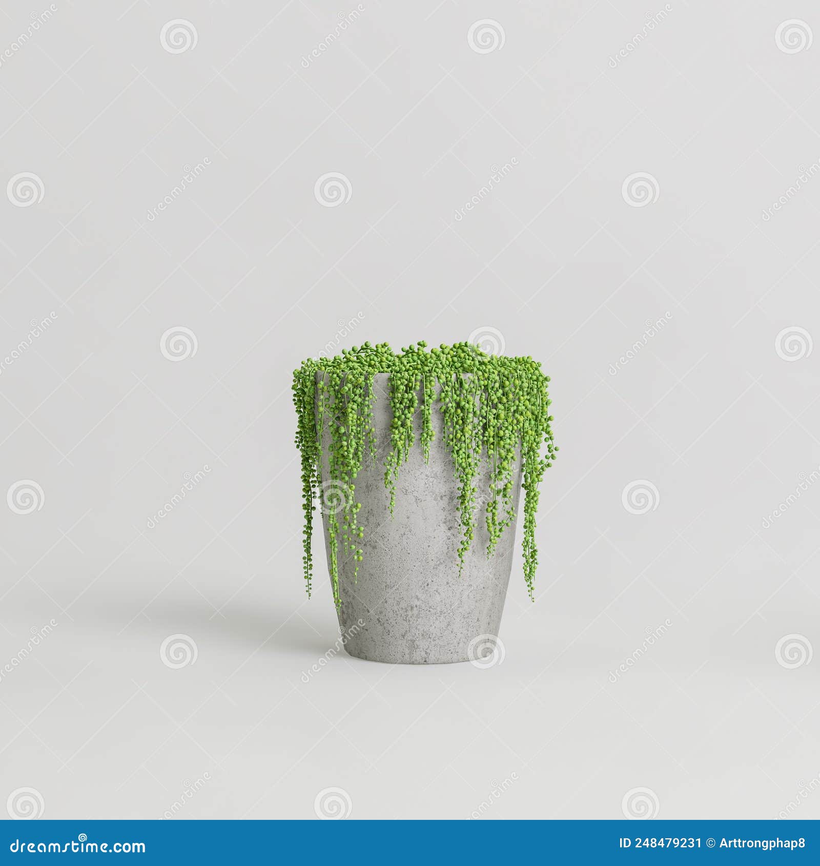 3d Illustration of Plant in Concrete Potted Isolated on White ...