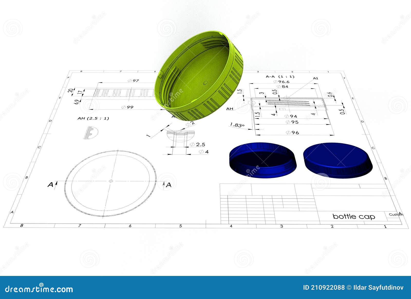 3d Illustration of Plastic Bottle Cap Stock Illustration - Illustration ...