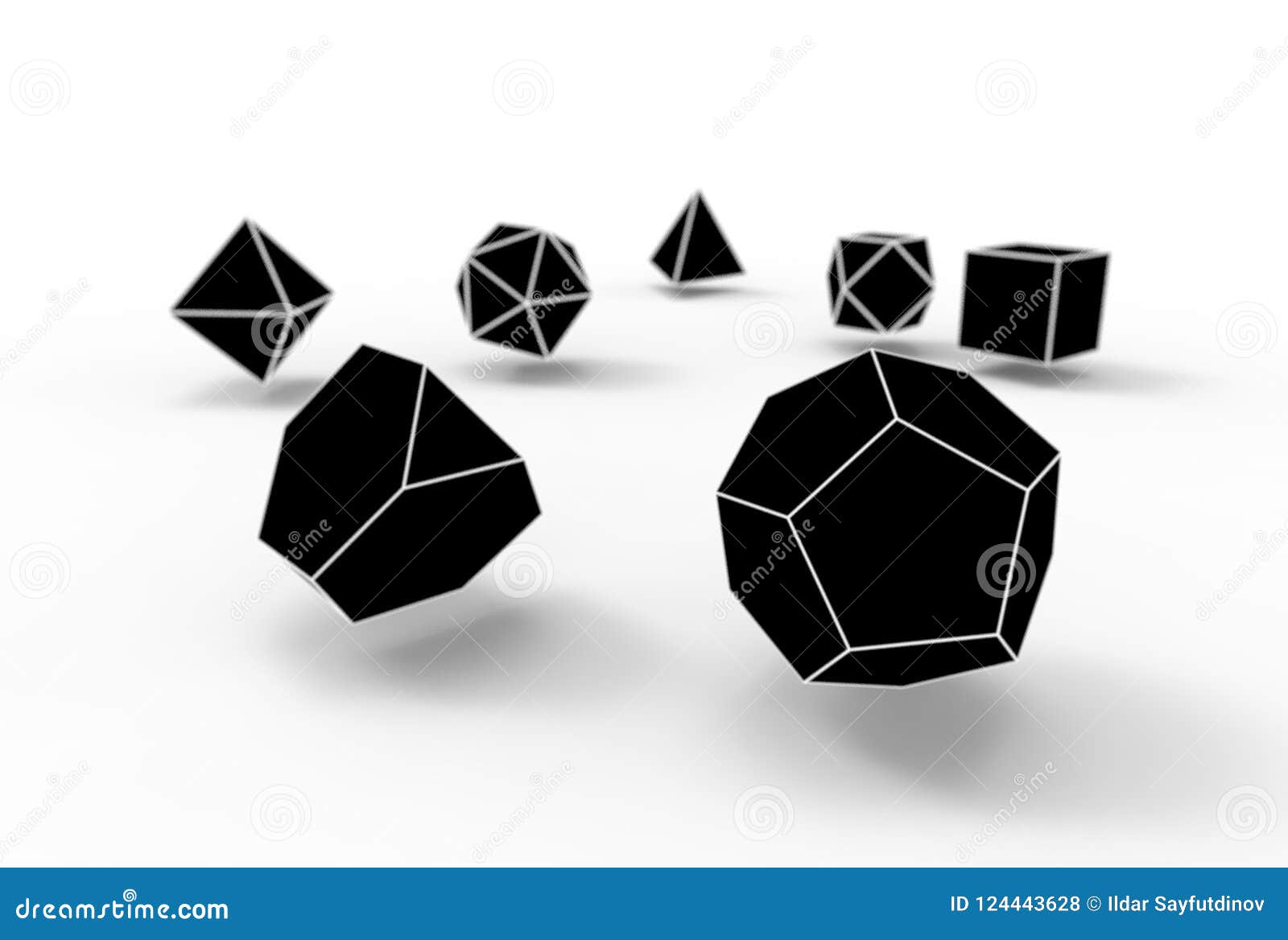 3d Illustration of Platonic Solids Stock Illustration - Illustration of ...