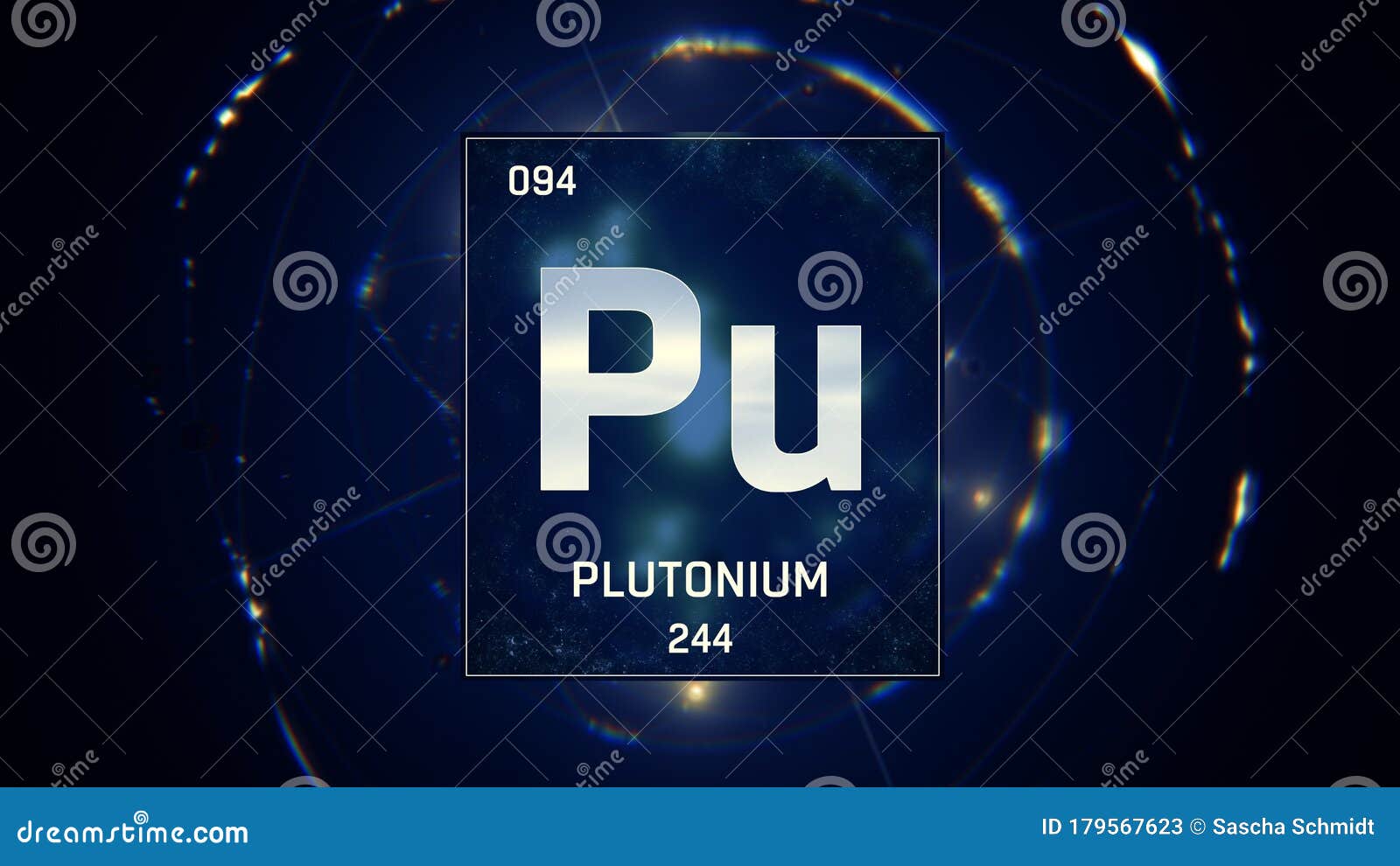 Plutonium As Element 94 of the Periodic Table 3D Illustration on Blue ...