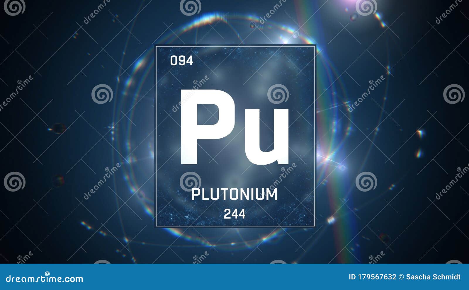 Plutonium As Element 94 of the Periodic Table 3D Illustration on Blue ...