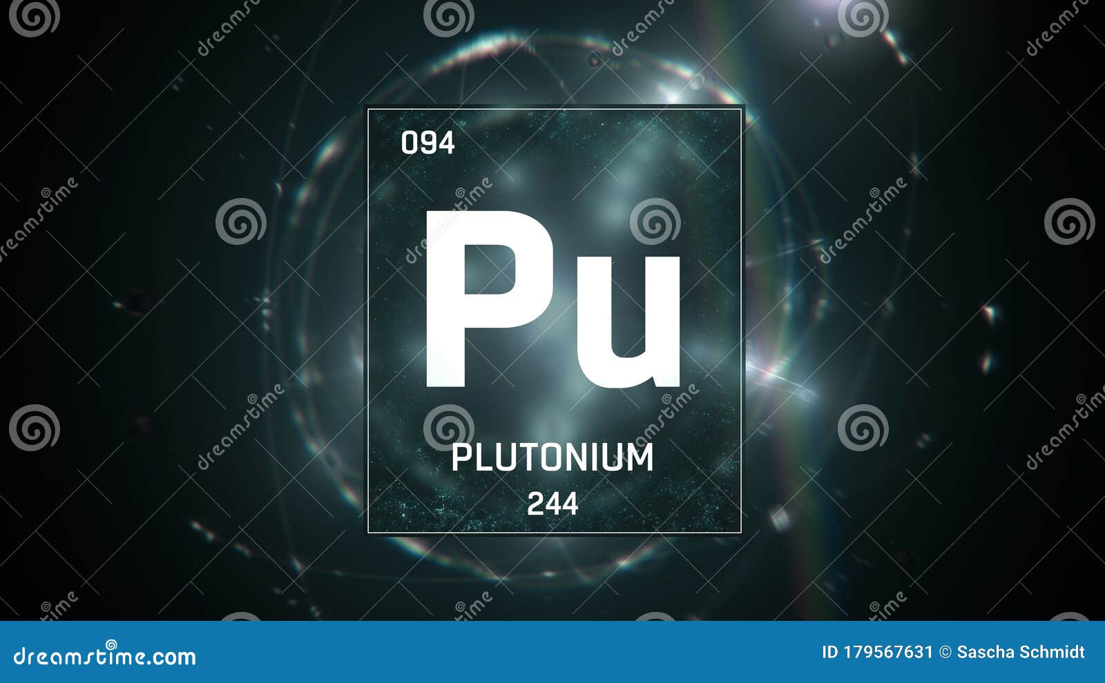Plutonium As Element 94 of the Periodic Table 3D Illustration on Green ...