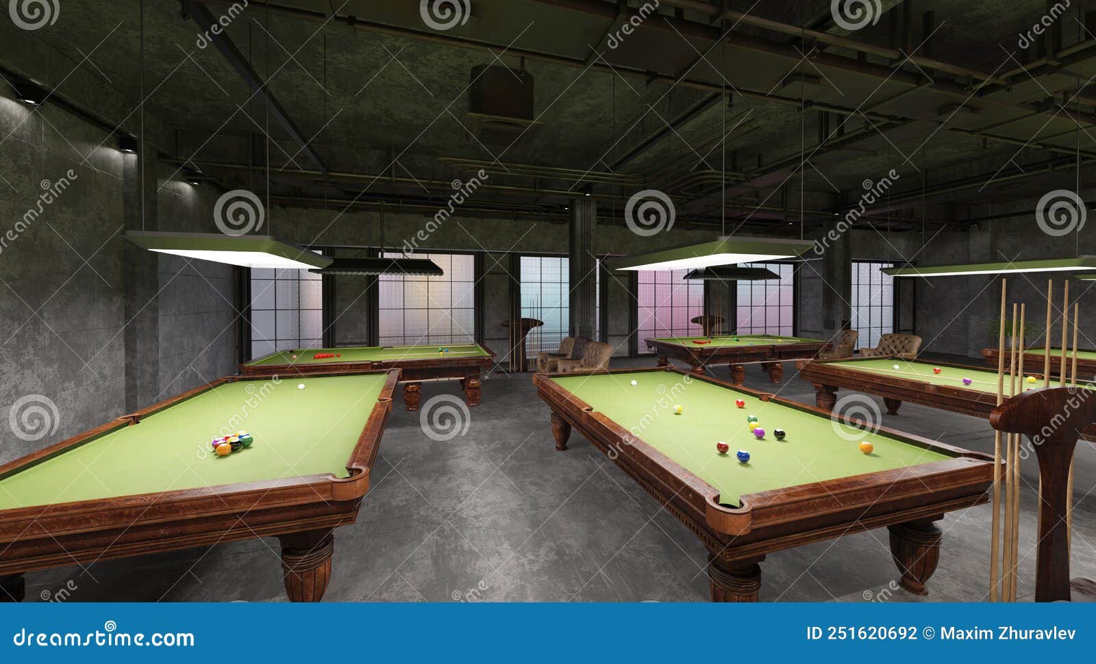 Pool Room Interior 3d Illustration Stock Illustration - Illustration of ...